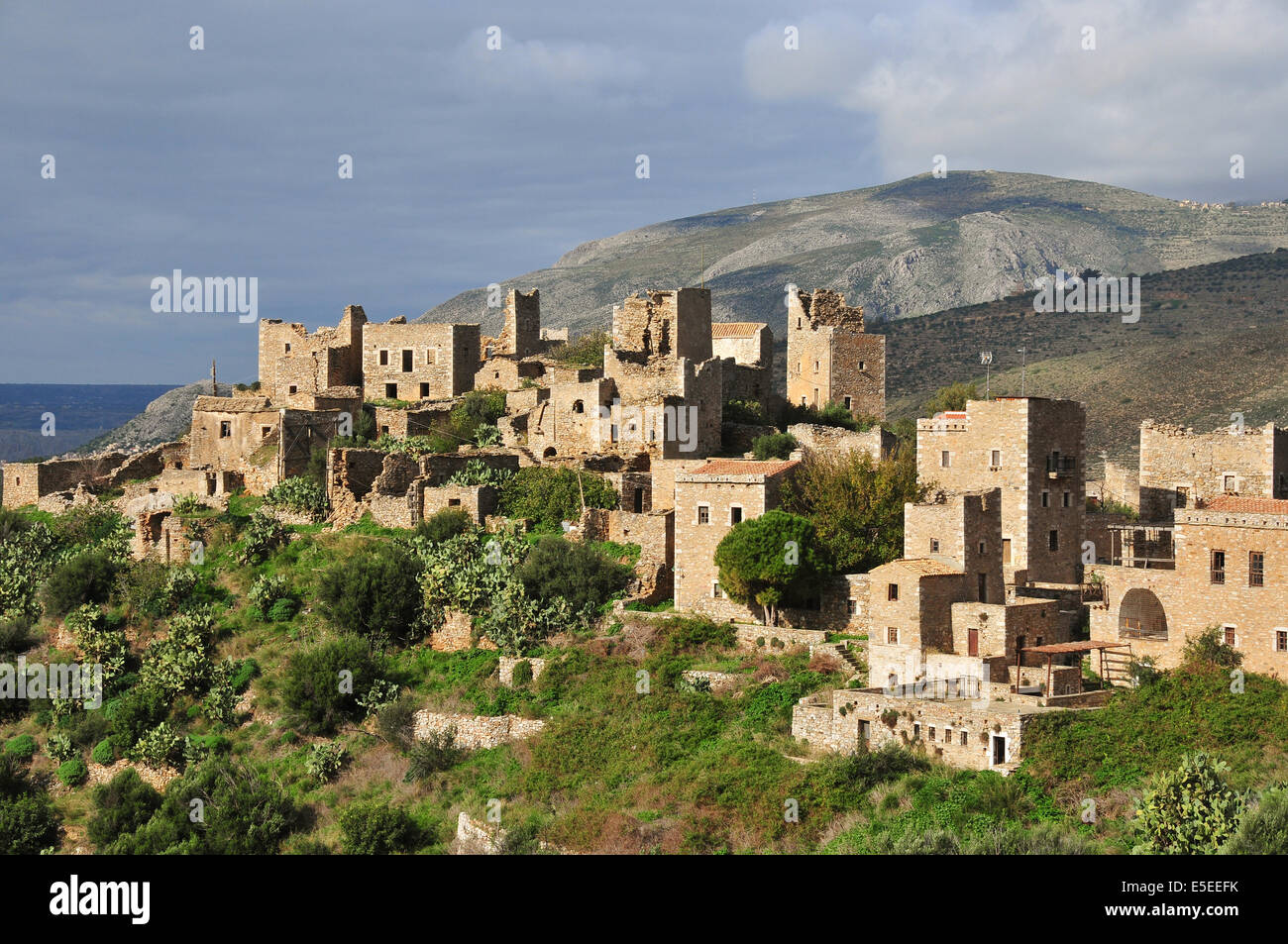 The village of Vathia (also spelt Vatheia) on the Mani peninsula in the ...