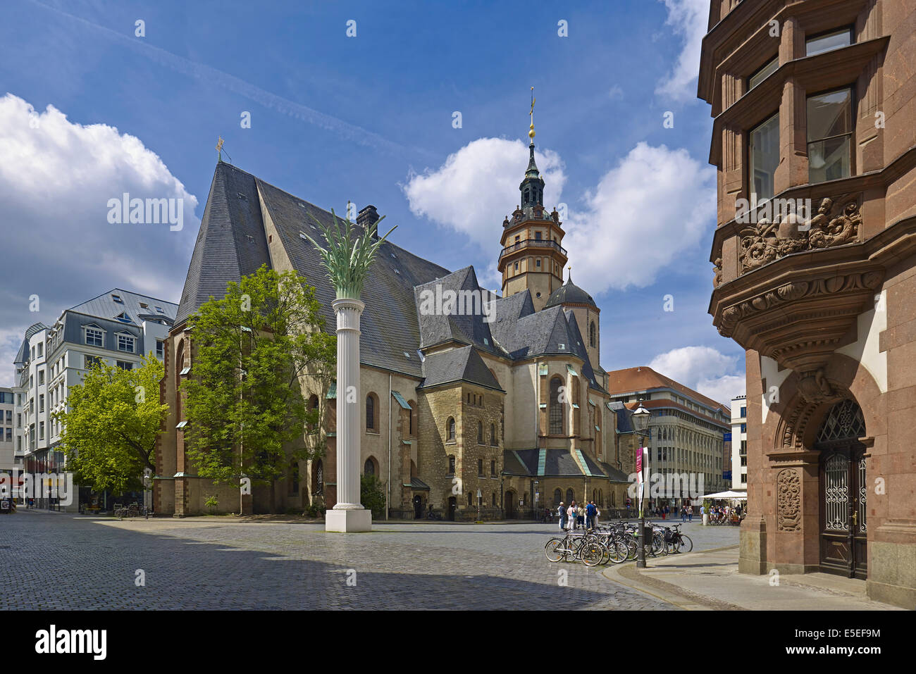 St. Nicholas Church with Nikolai column in Leipzig, Germany Stock Photo ...