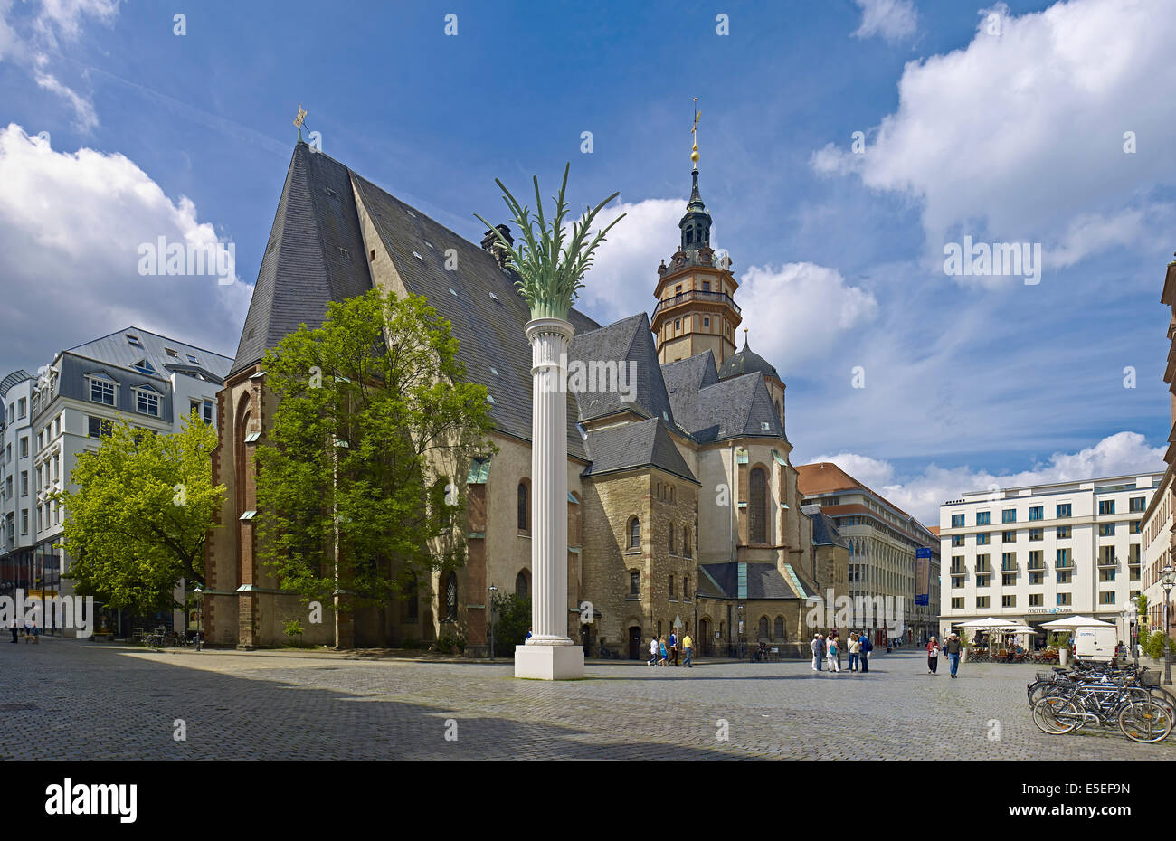 St. Nicholas Church with Nikolai column in Leipzig, Germany Stock Photo ...