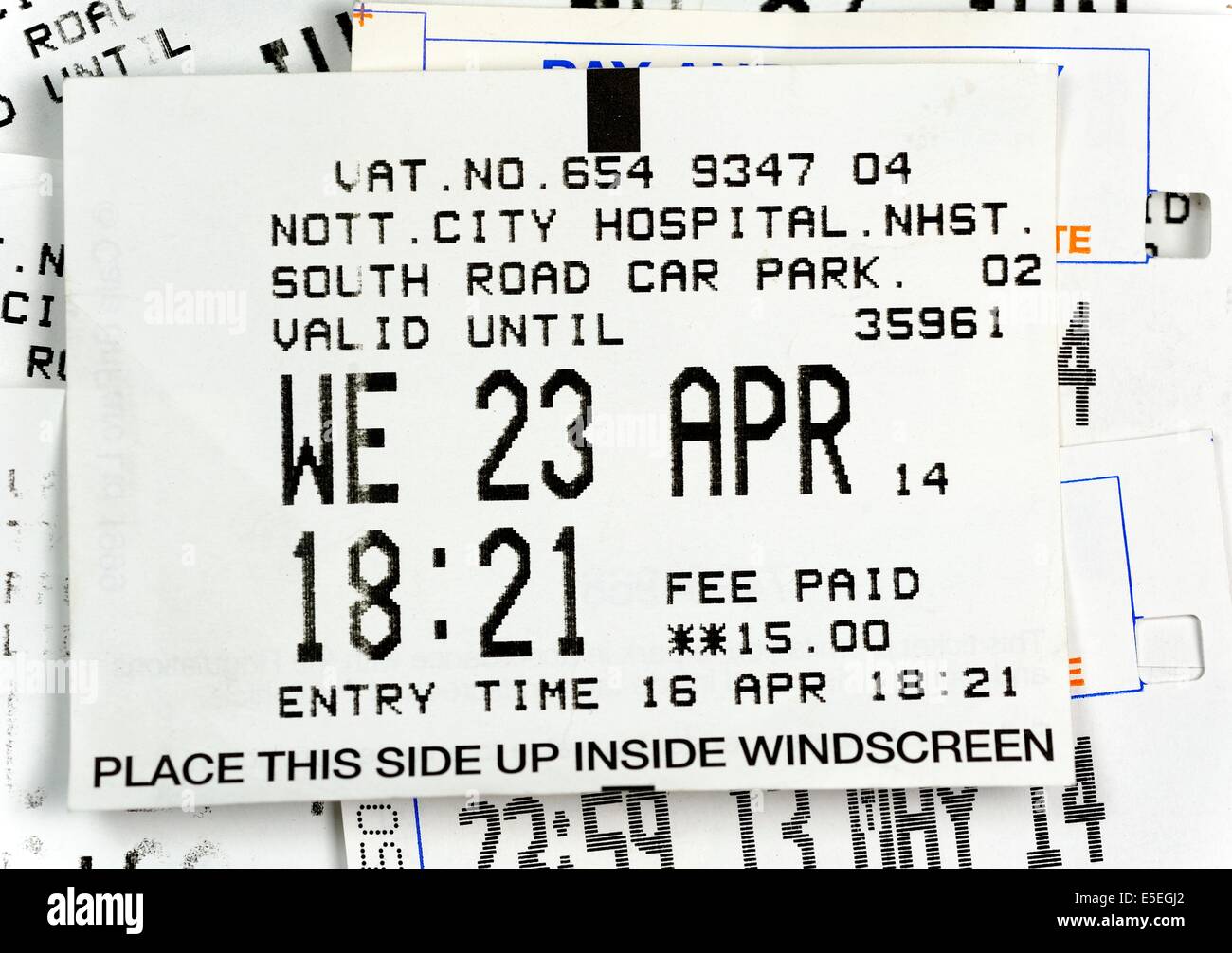 Pay and display car parking tickets uk Stock Photo - Alamy