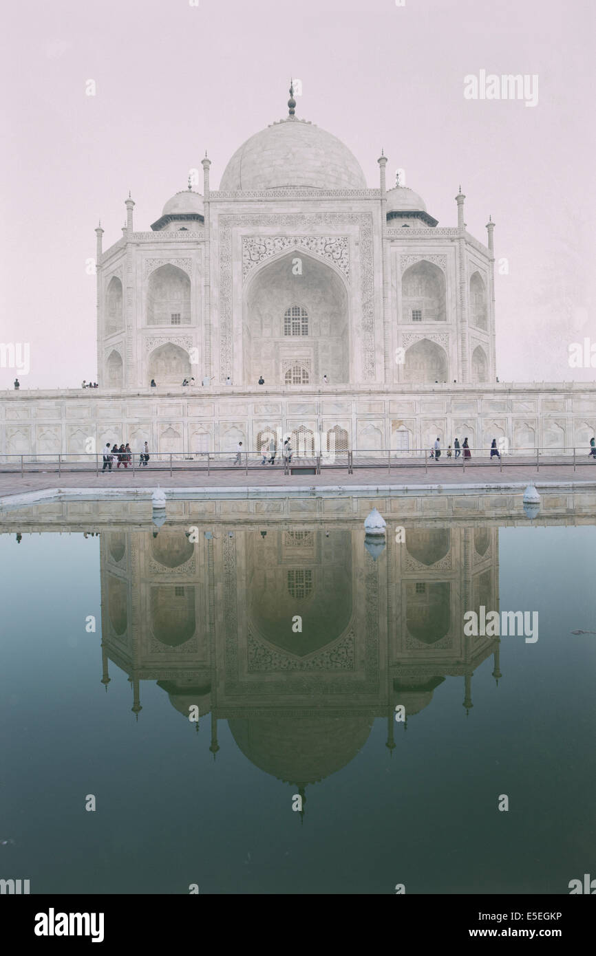 The Taj Mahal reflected in water, Agra, India Stock Photo - Alamy