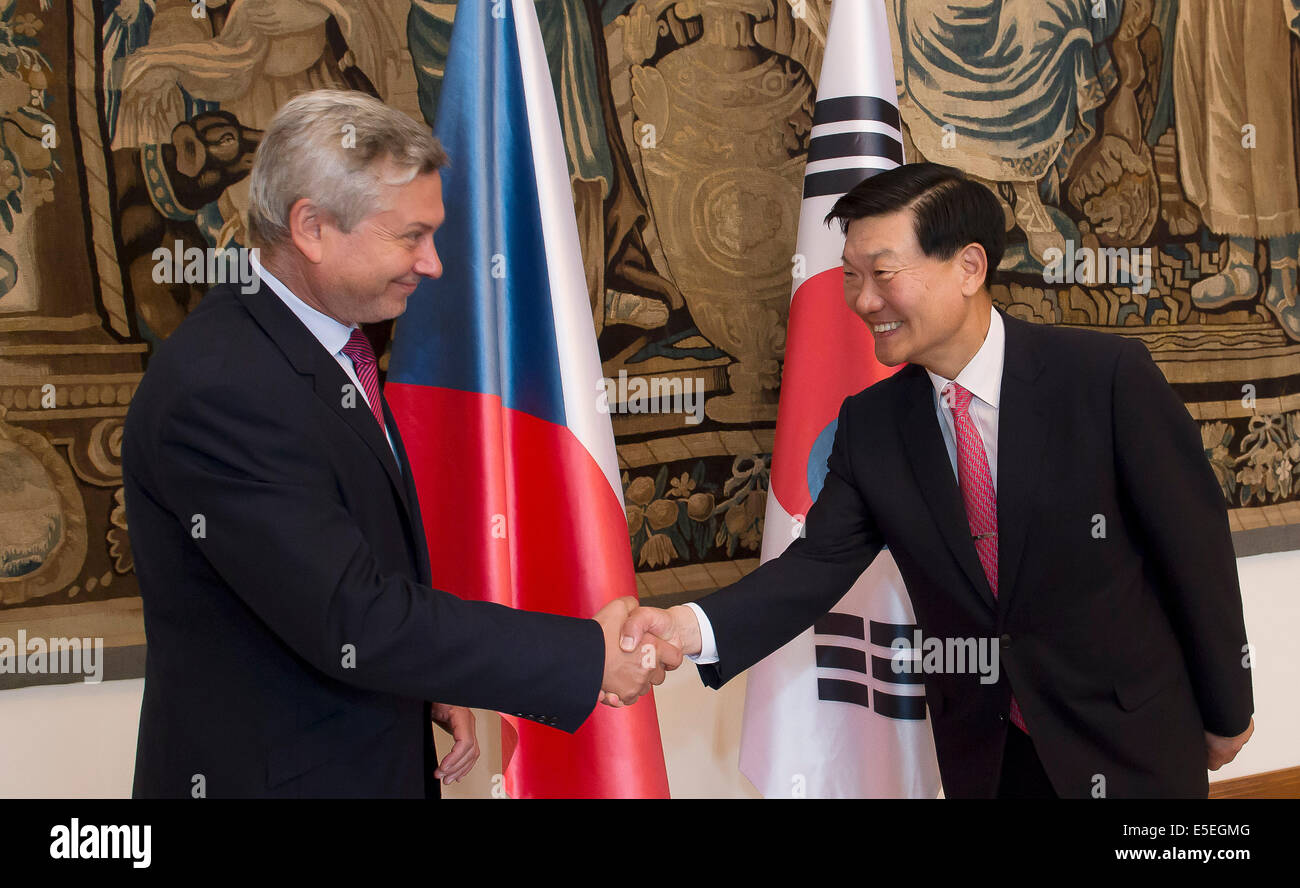 The mayor of Ostrava Petr Kajnar (left) and CEO and President of South ...
