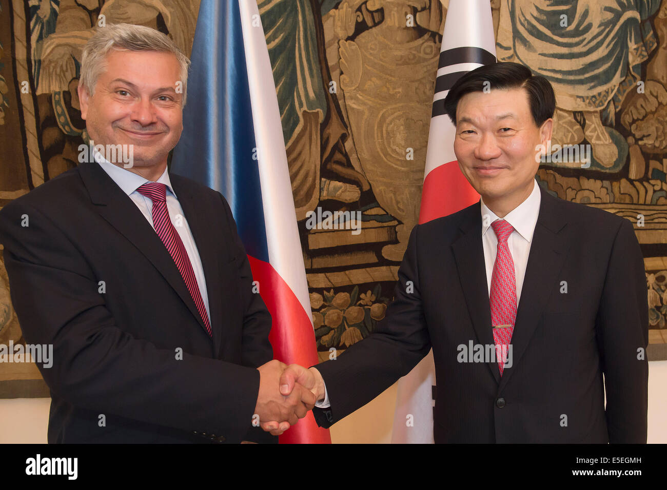 The mayor of Ostrava Petr Kajnar (left) and CEO and President of South ...