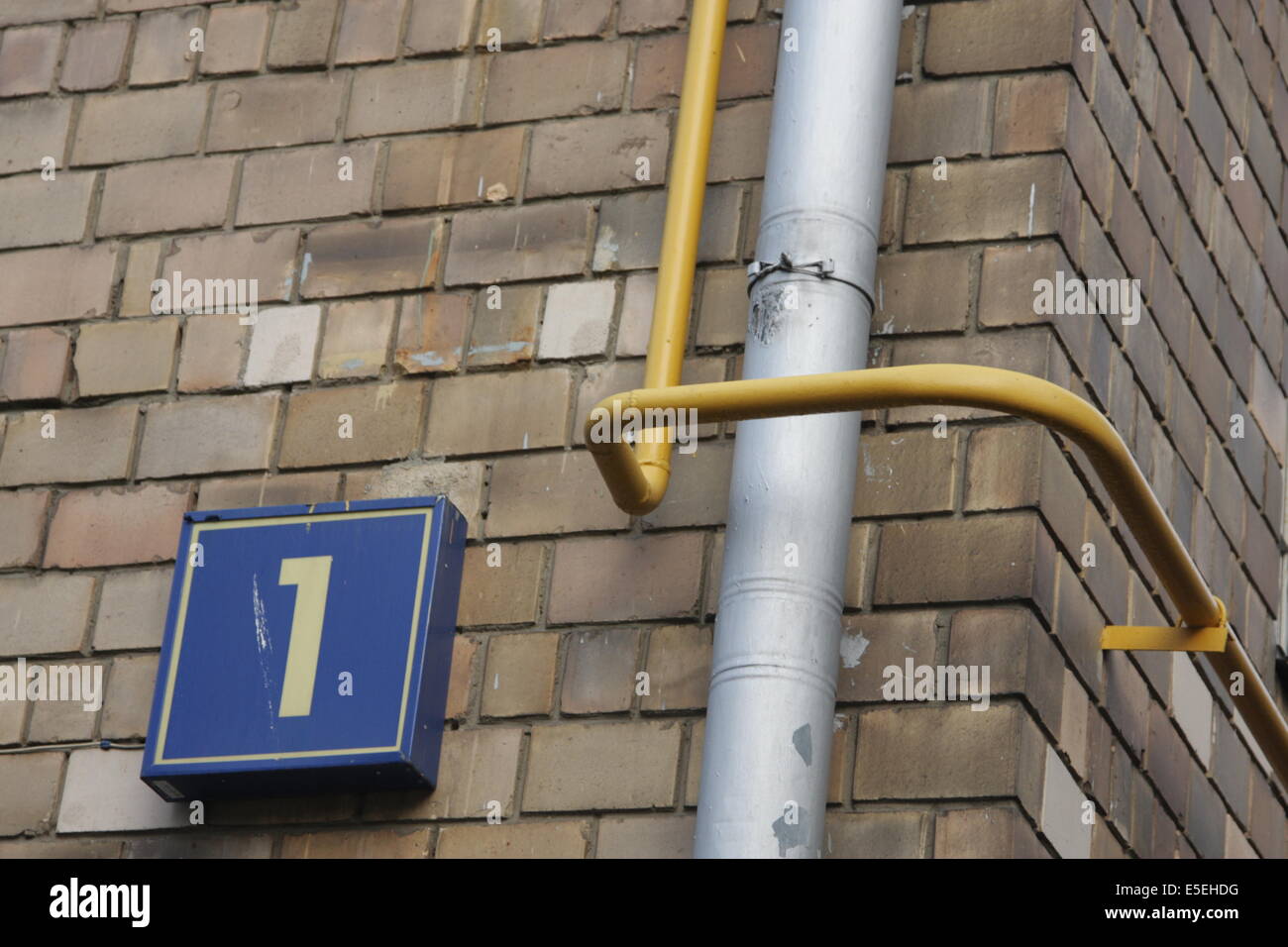 Outdoor natural Gas distribution pipes in buildings in Moscow Russia ...