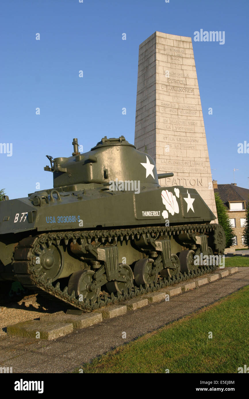 France, Basse Normandie, manche, avranches, rond point Patton, hommage ...