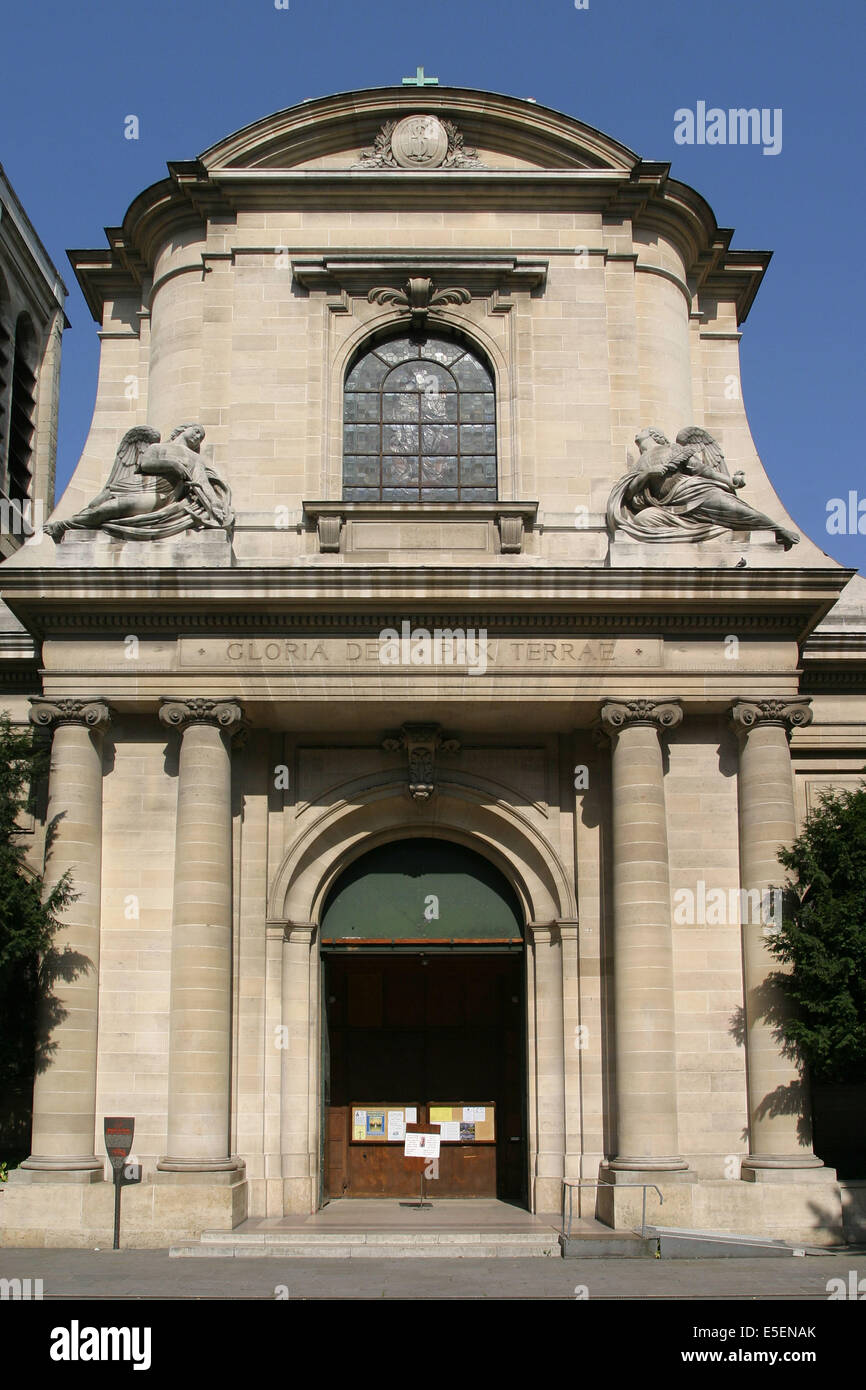 France, paris 5e, facade de saint nicolas du chardonnet, rue Monge ...