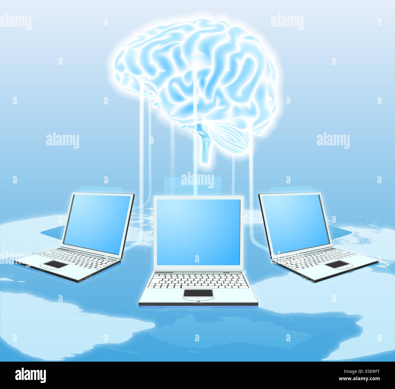 Cloud brain computer concept of computers all over the world connected ... Cloud brain computer concept of computers all over the world connected ...