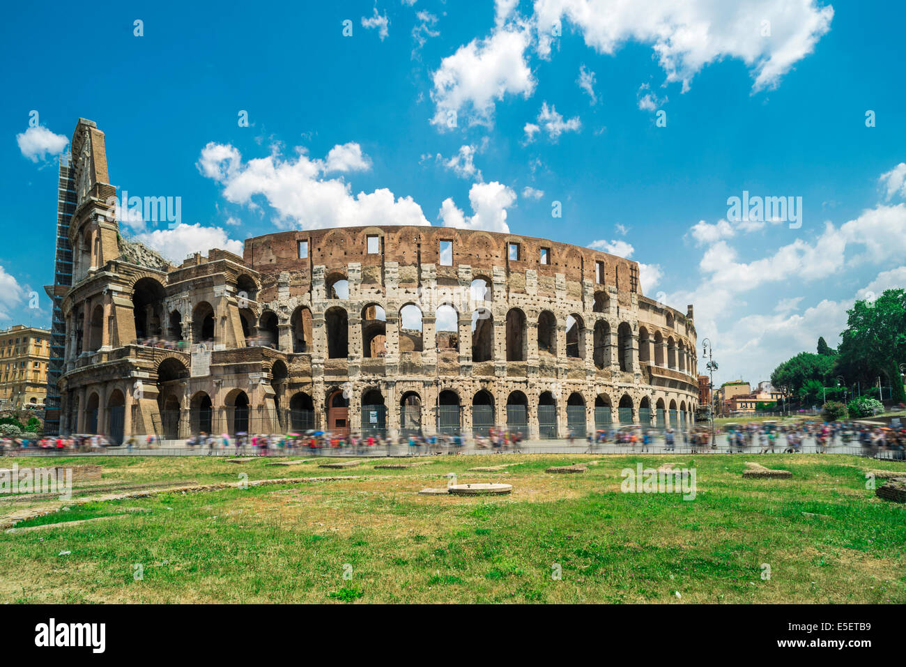The Colosseum in Rome. Green grass Stock Photo - Alamy