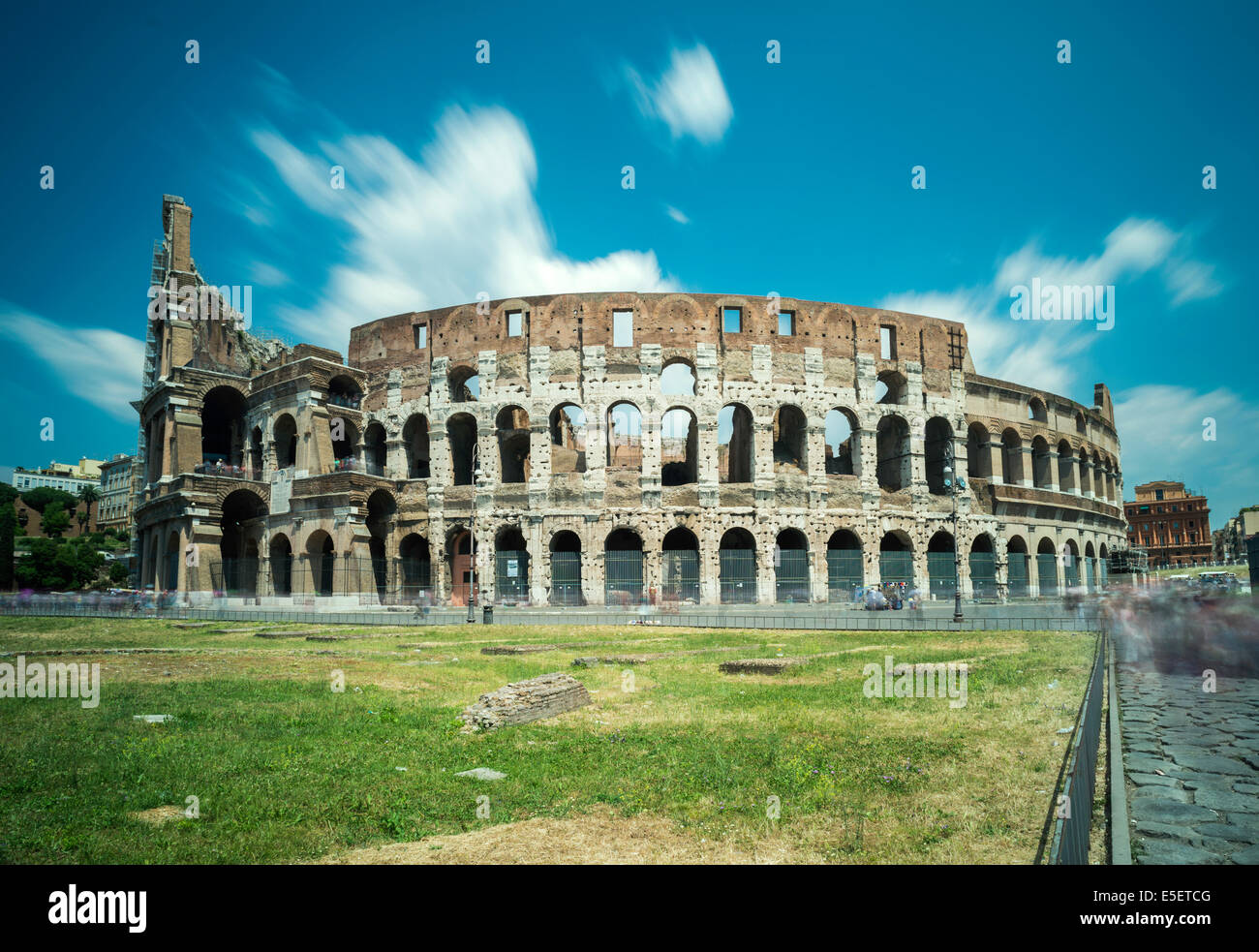 The Colosseum in Rome. Green grass Stock Photo - Alamy