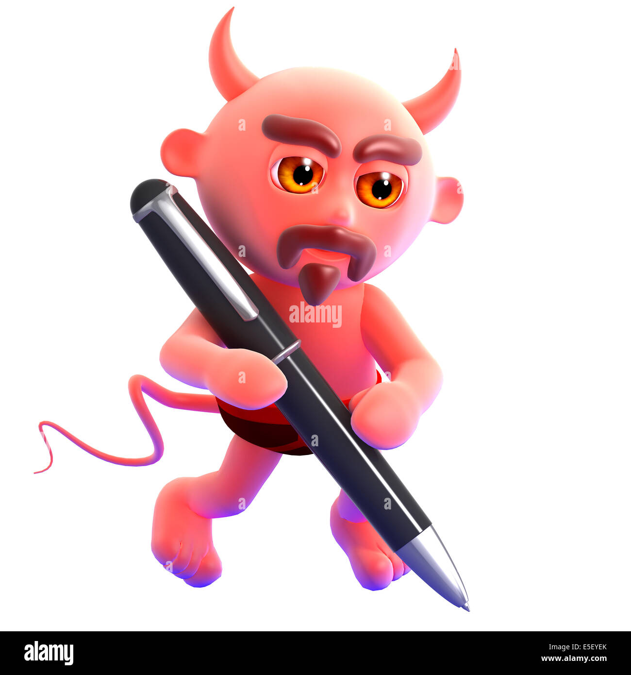 3d render of the devil writing with a pen Stock Photo - Alamy
