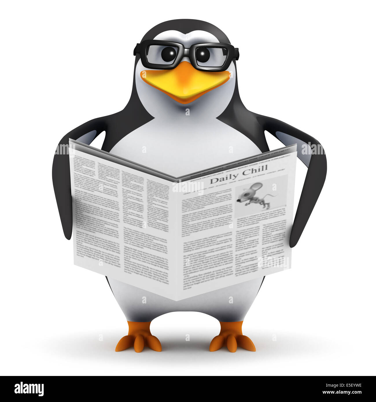 3d render of an academic penguin reading the newspaper Stock Photo - Alamy