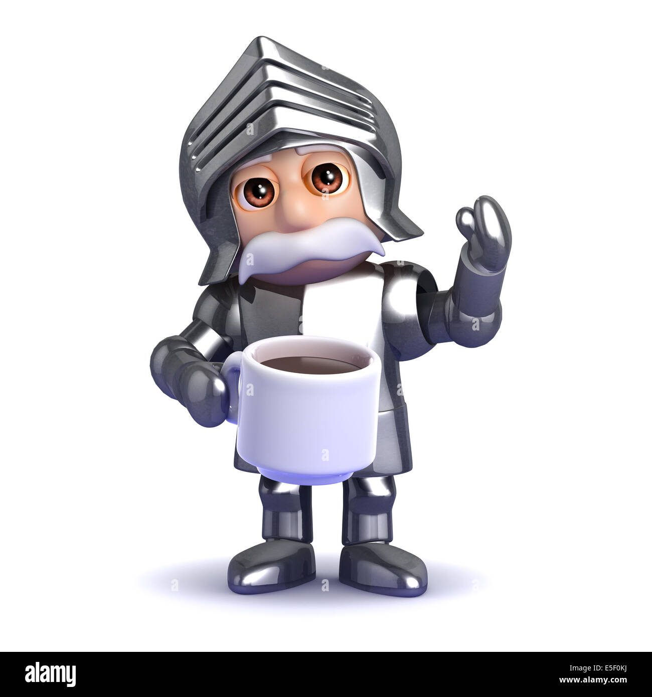 3d render of a knight drinking a cup of coffee Stock Photo - Alamy