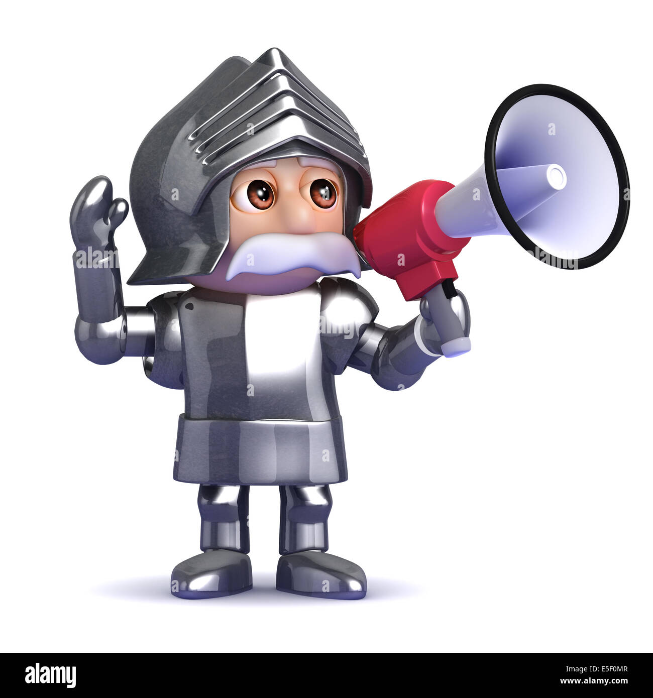 3d render of a knight speaking through a megaphone Stock Photo - Alamy