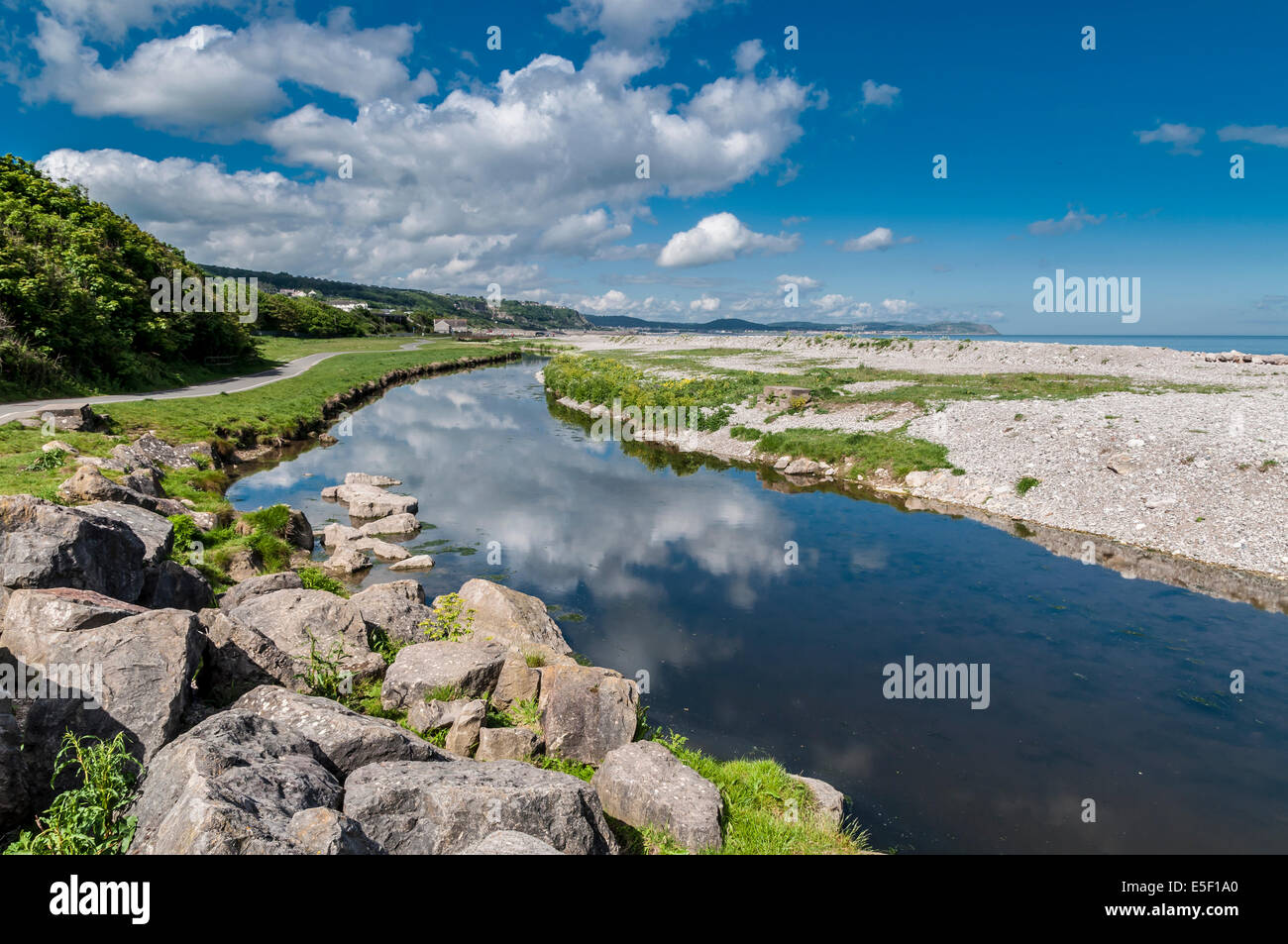 River Dulas on the coast at Llanddulas North Wales Stock Photo - Alamy