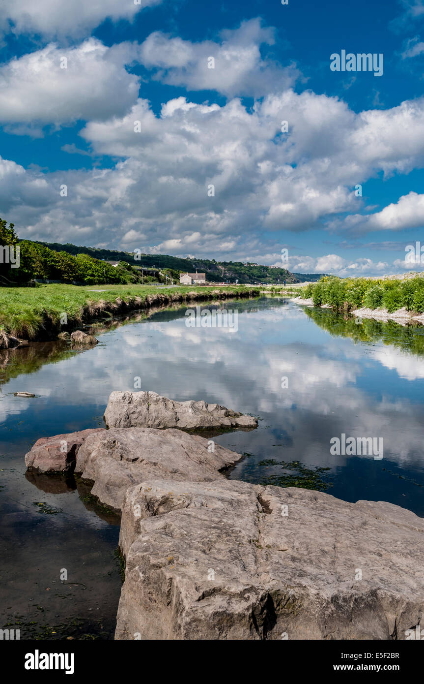 River Dulas on the coast at Llanddulas North Wales Stock Photo - Alamy