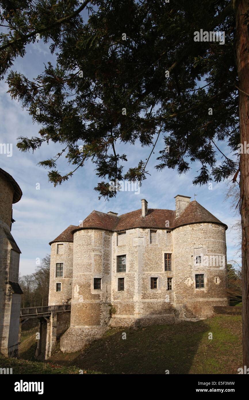 France, Haute Normandie, eure, harcourt, arboretum et chateau ...