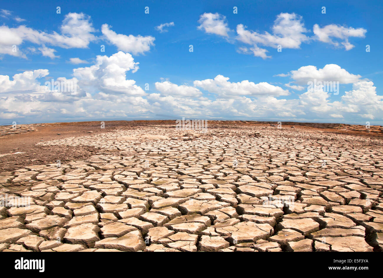 Drought land against a blue sky with clouds Stock Photo - Alamy