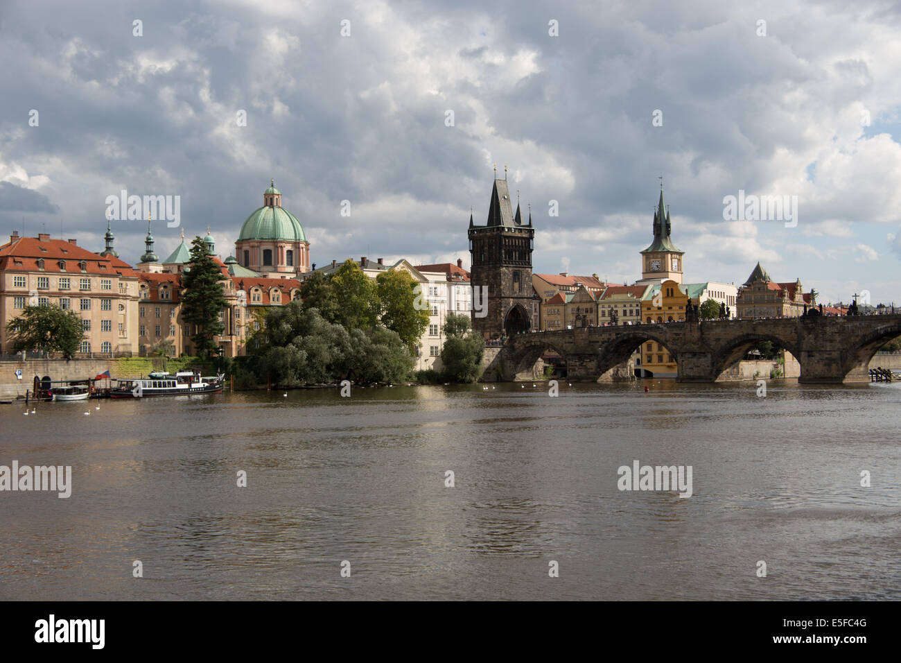 Charles Bridge from the Manesuv Most bridge in Prague Czech republic ...