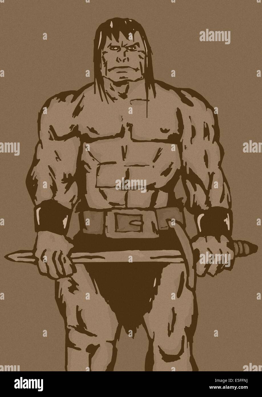 Vintage muscular barbarian Stock Photo - Alamy