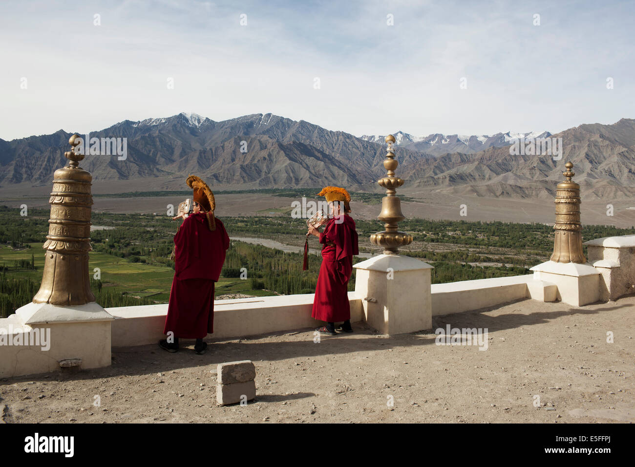 Monks during morning prayer in Thiksey Monastery, Ladakh Stock Photo ...
