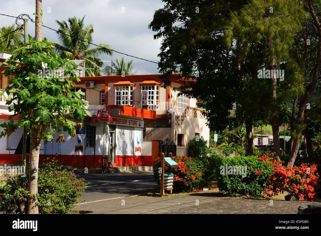 Bambous Virieux, typical building, small store, Island Mauritius Stock ...