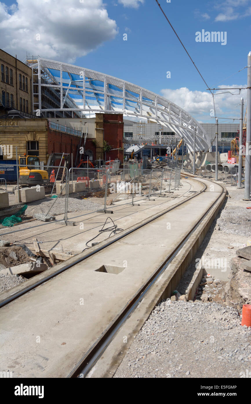 Tramlines leading to the construction of the new extension to Victoria ...