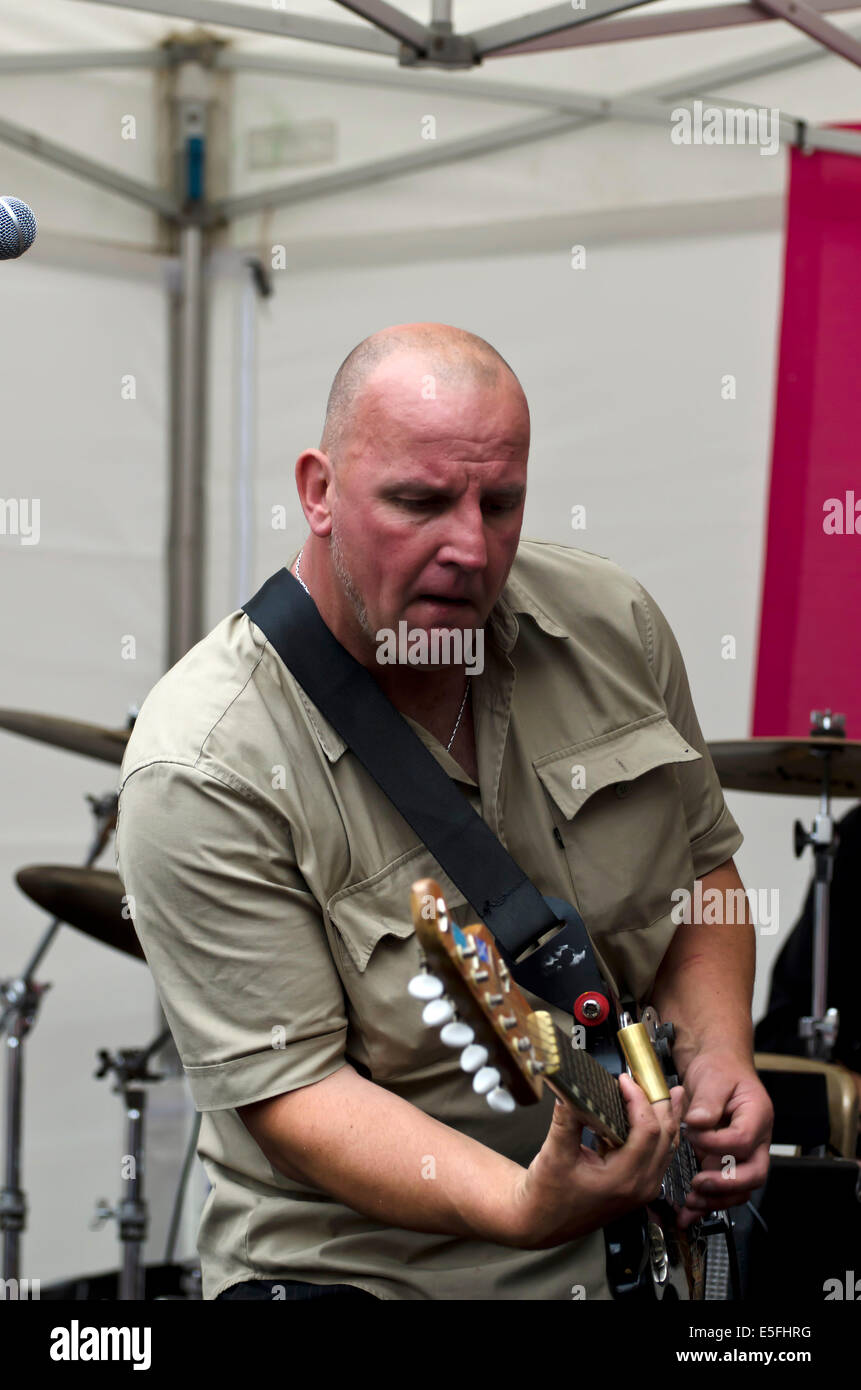 Gary Martin, on guitar, performing with the Jensen Interceptors at the ...