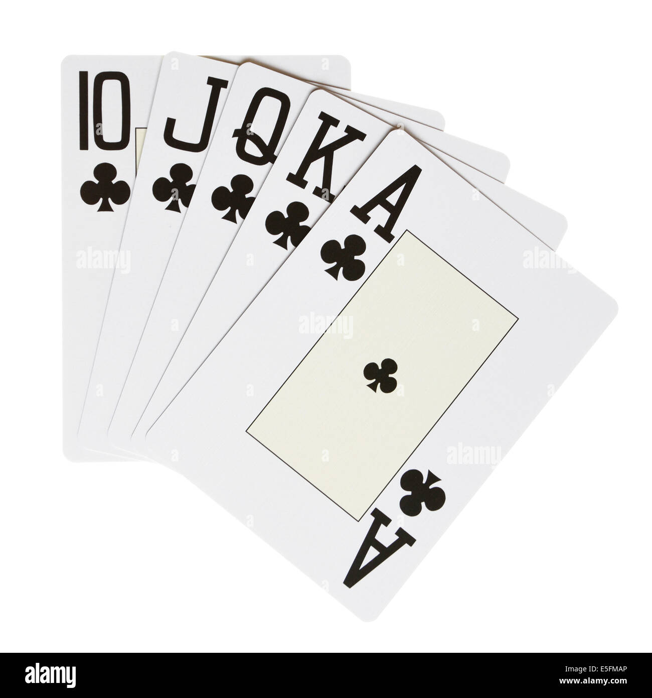 Clubs royal flush isolated over white background Stock Photo - Alamy