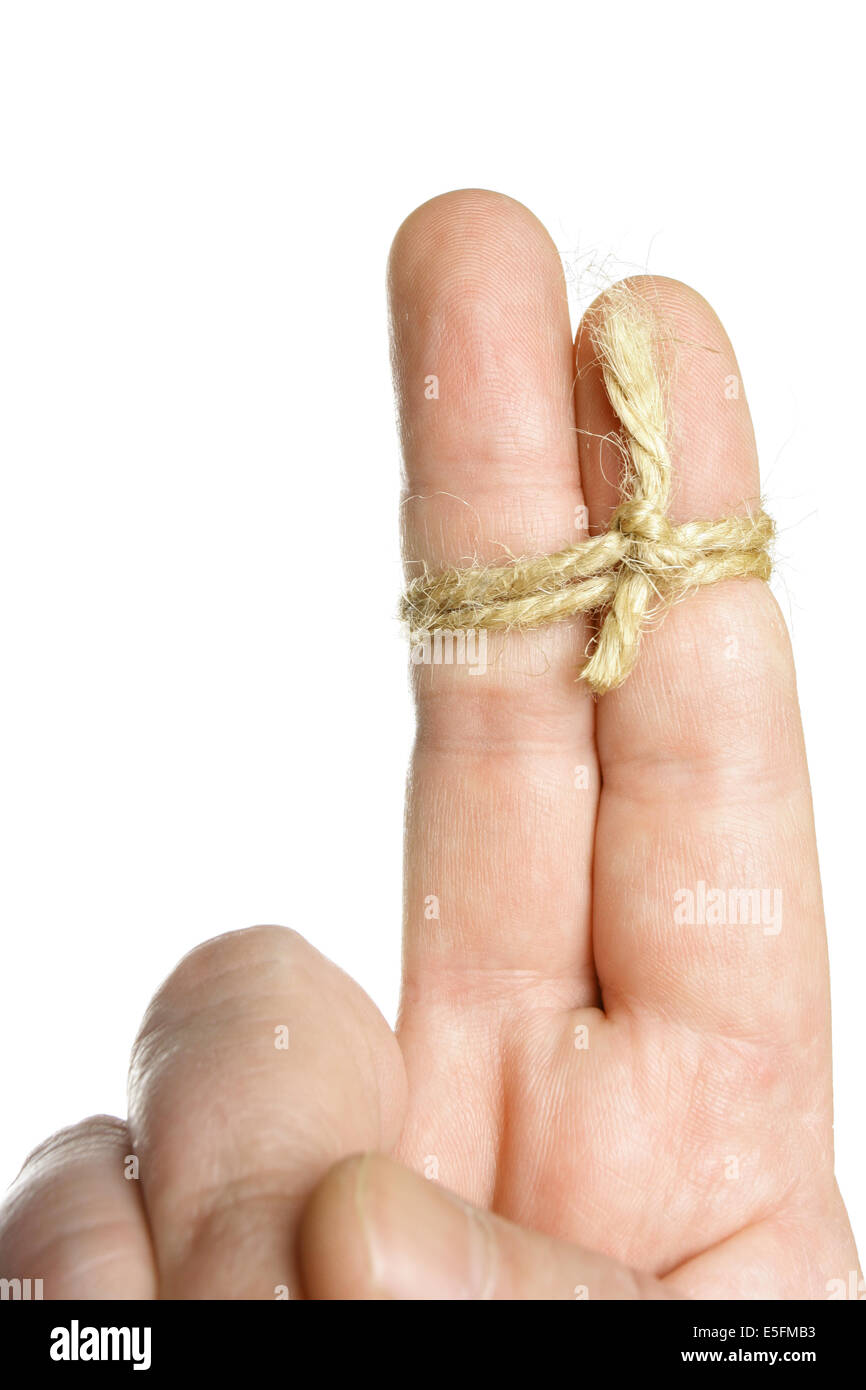 Important affairs - Rope on finger isolated over white background Stock ...