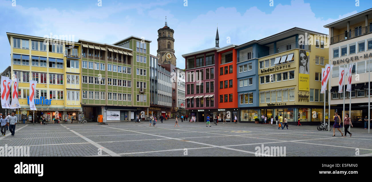 Newly designed market square with the Collegiate Church, Stuttgart ...