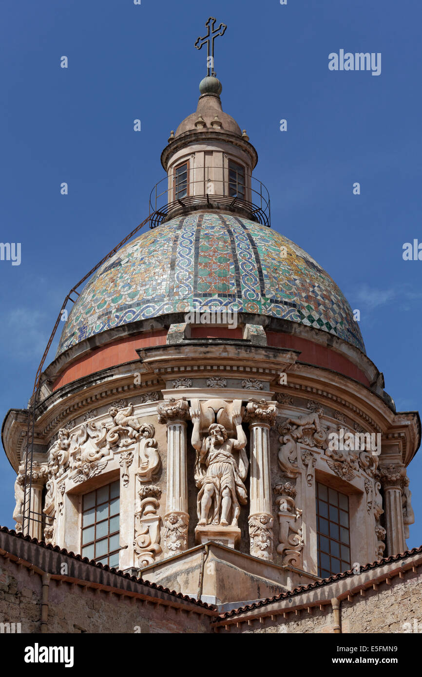 Baroque majolica dome with stucco relief, Church of Santa Maria del ...