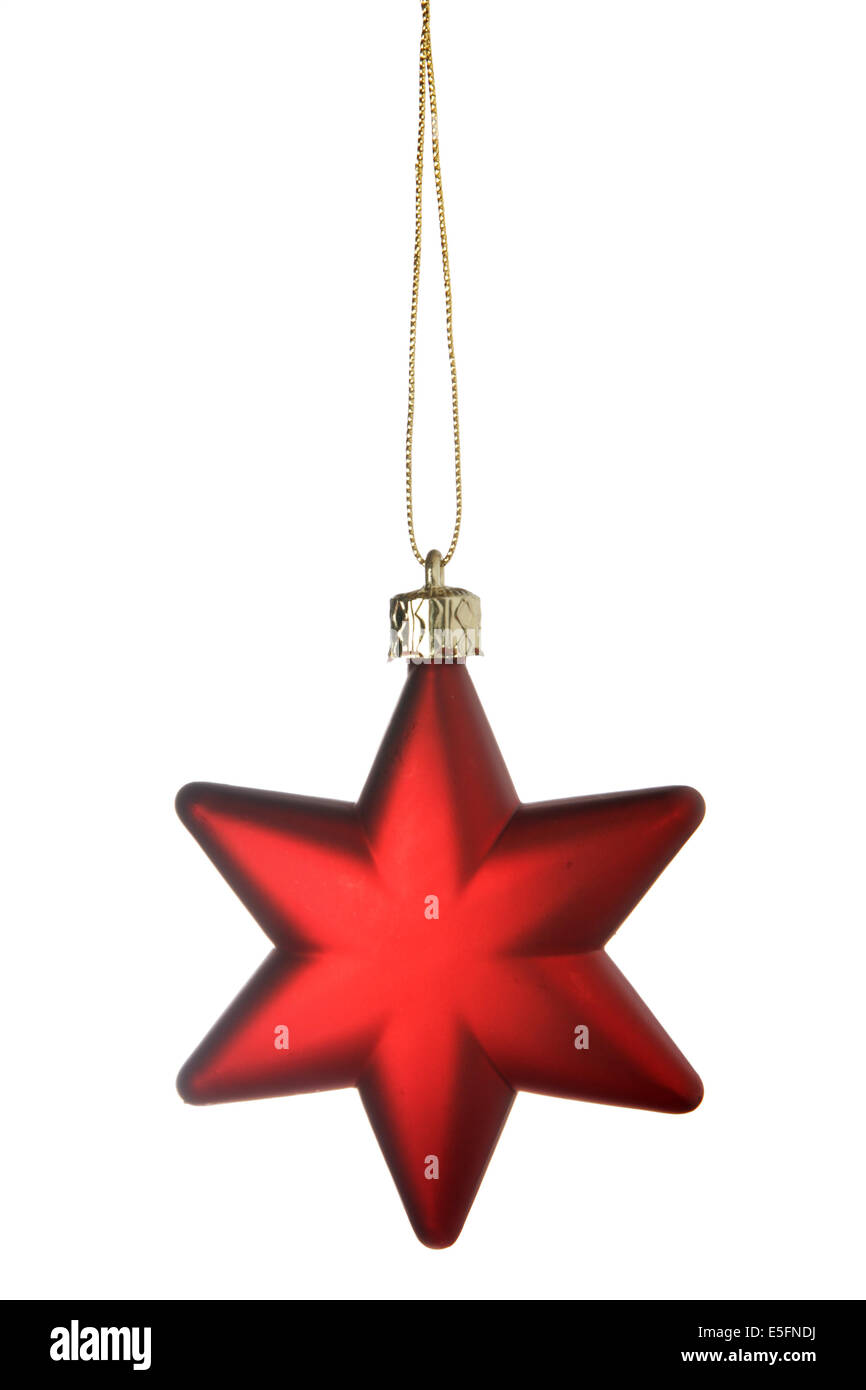Red Christmas star isolated over a white background Stock Photo - Alamy