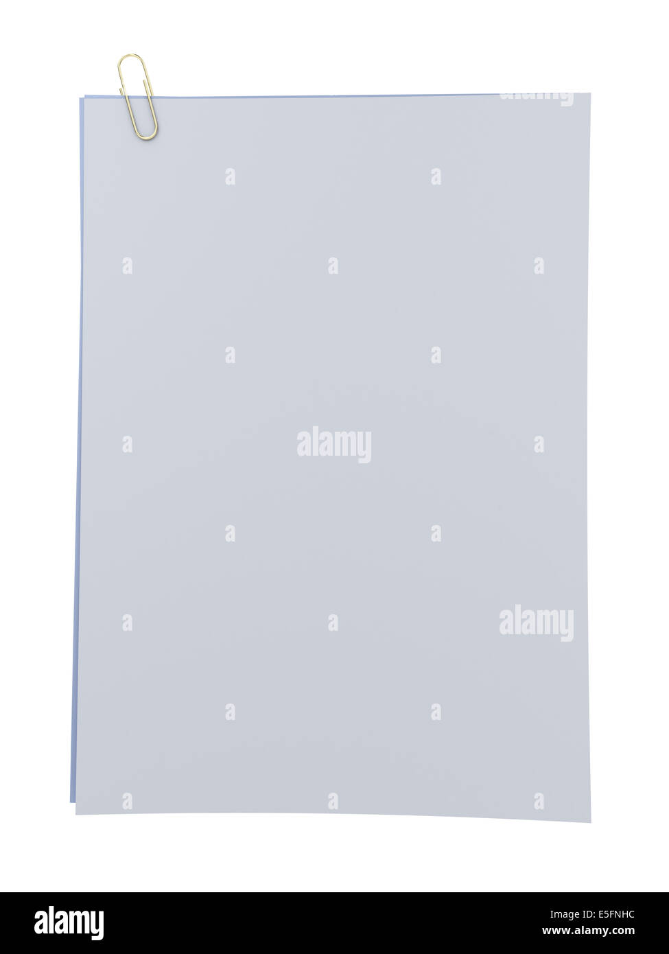 Blank papers attached with paper clip, isolated on white background ...