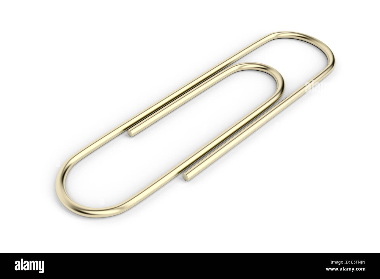 Gold paper clip on white background Stock Photo - Alamy