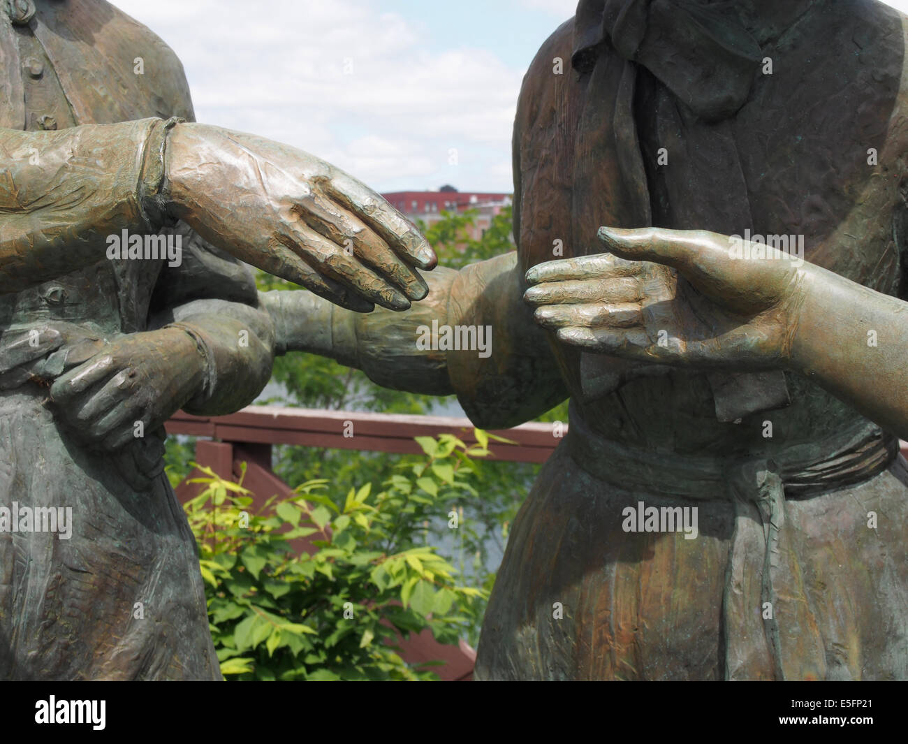 Close up of "When Anthony Met Stanton" bronze statue by A.E. Ted Aub in ...