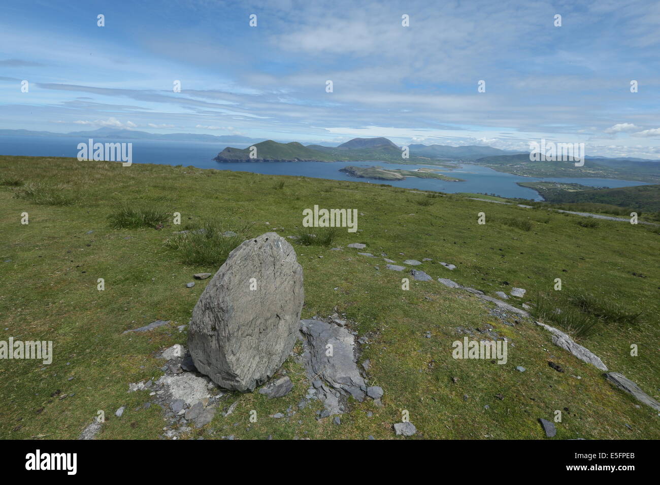 A stone marker located on Geokaun Mountain on Valentia Island, County ...