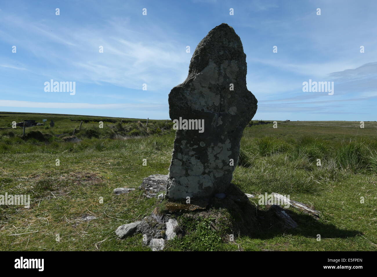 An ancient stone cross on Valentia Island, County Kerry in the South of ...
