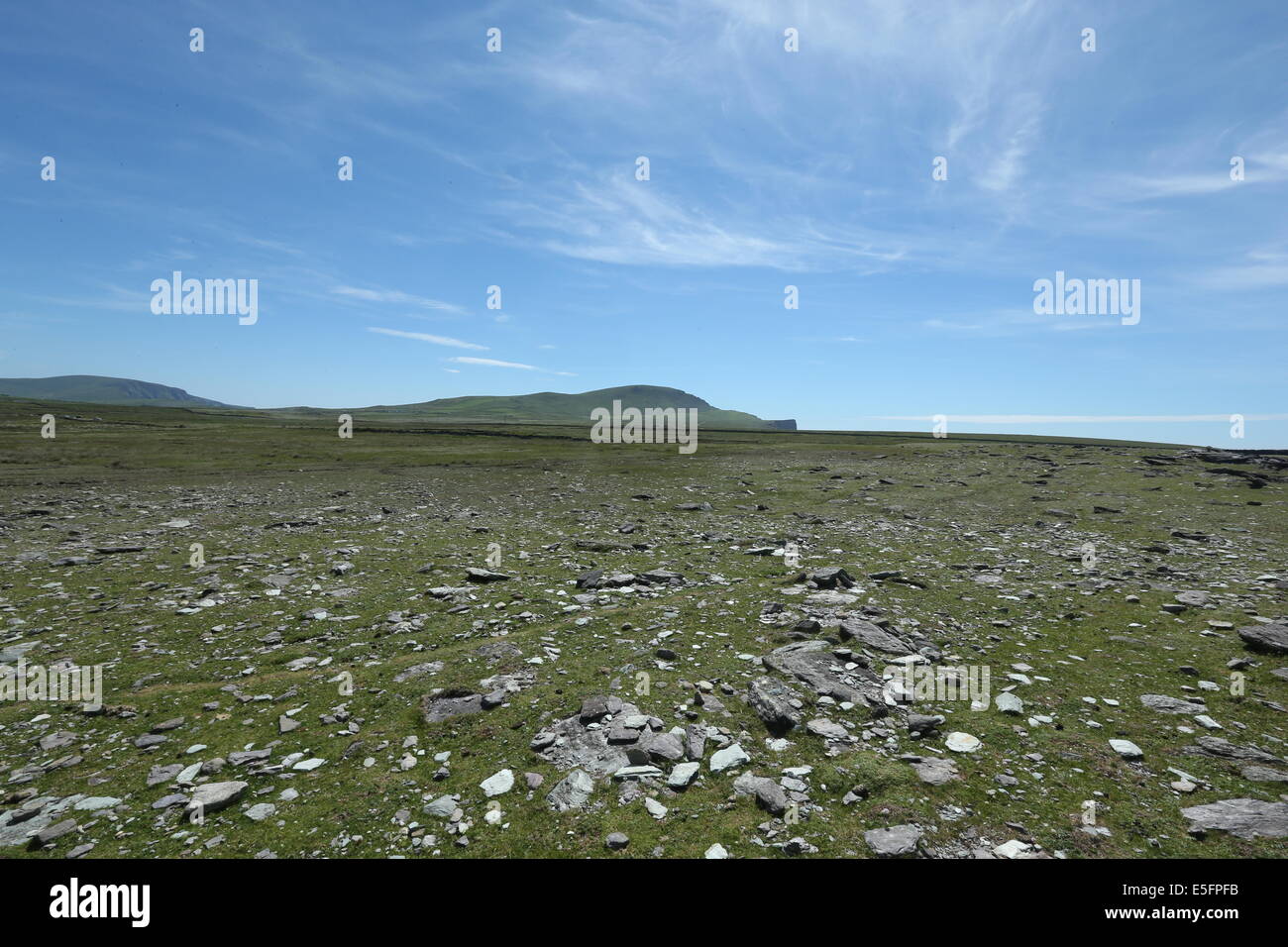 A view of a stone covered field on Valentia Island, County Kerry in the ...