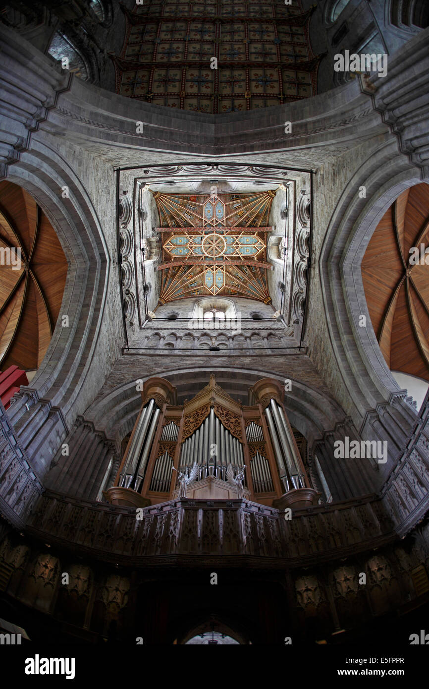 Roof or ceiling below the tower at St David's Cathedral West Wales UK ...