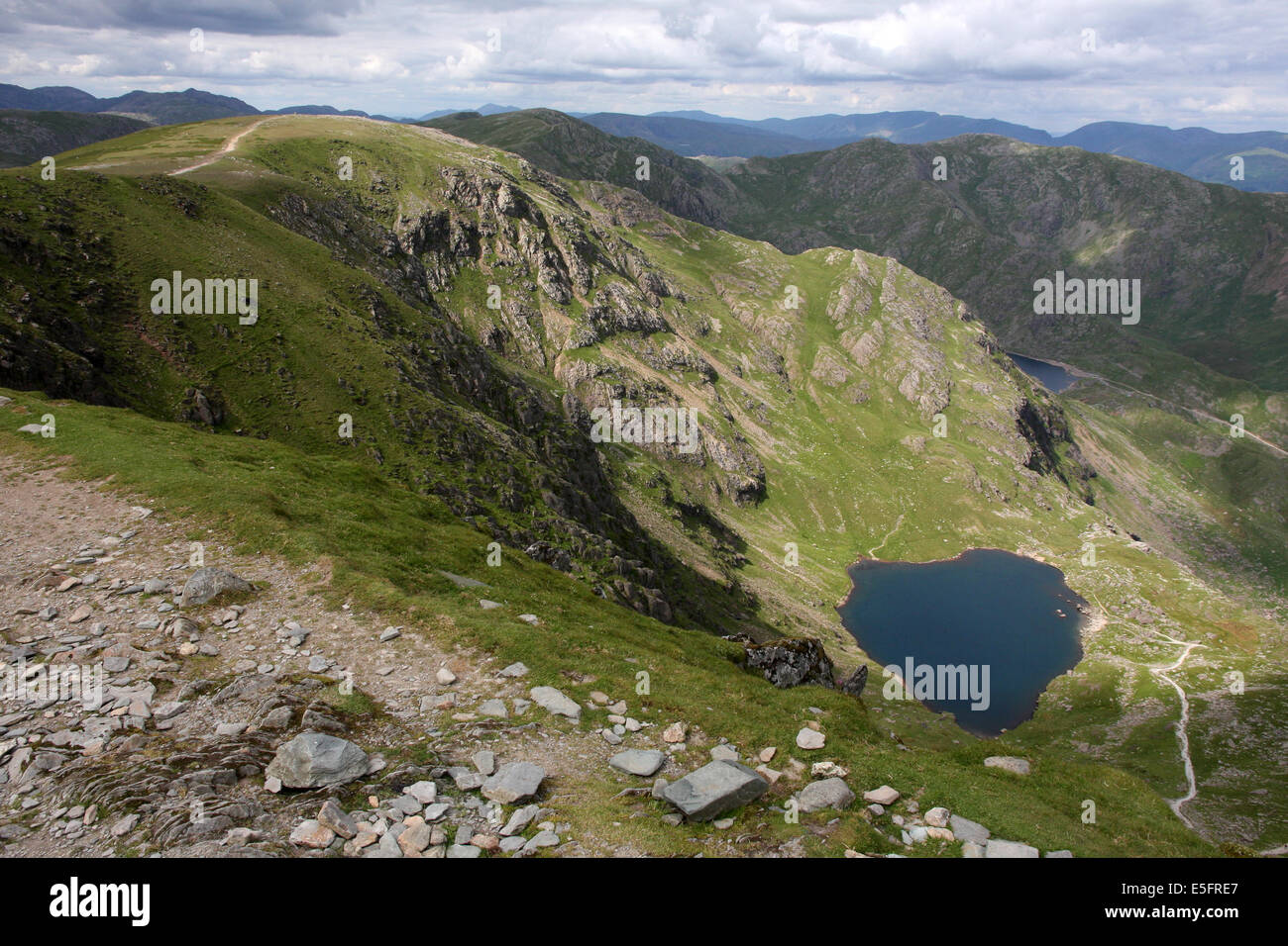 From the summit of Coniston Old Man in the Lake District - with view of ...