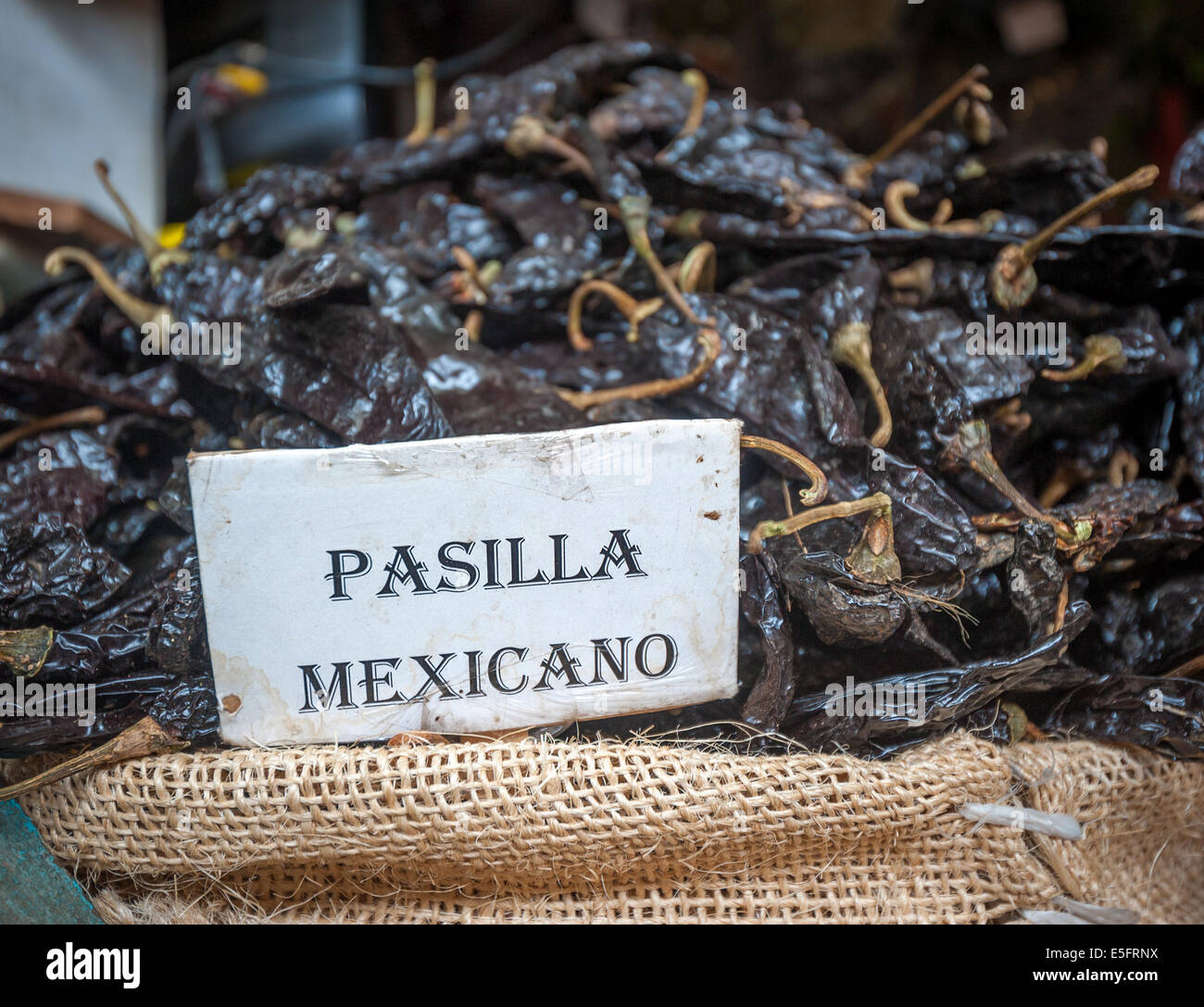 Pasilla chili in Oaxaca market, Mexico Stock Photo - Alamy
