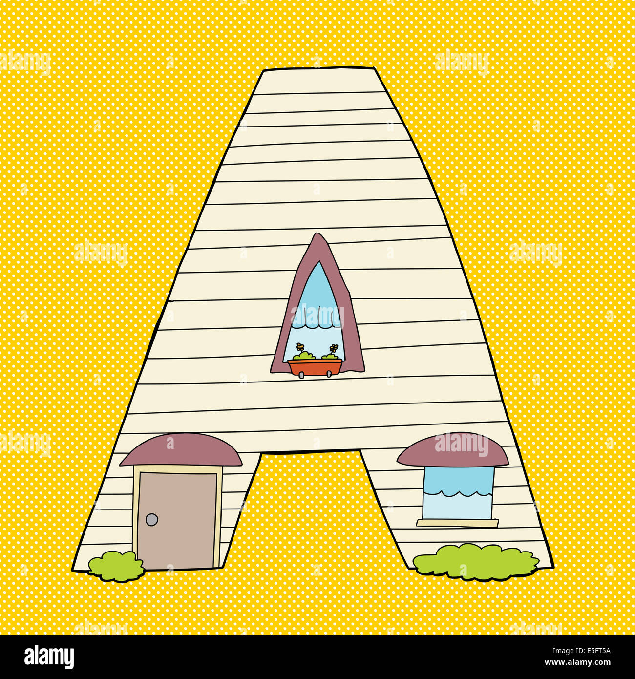 Letter A cartoon icon over yellow halftone Stock Photo - Alamy