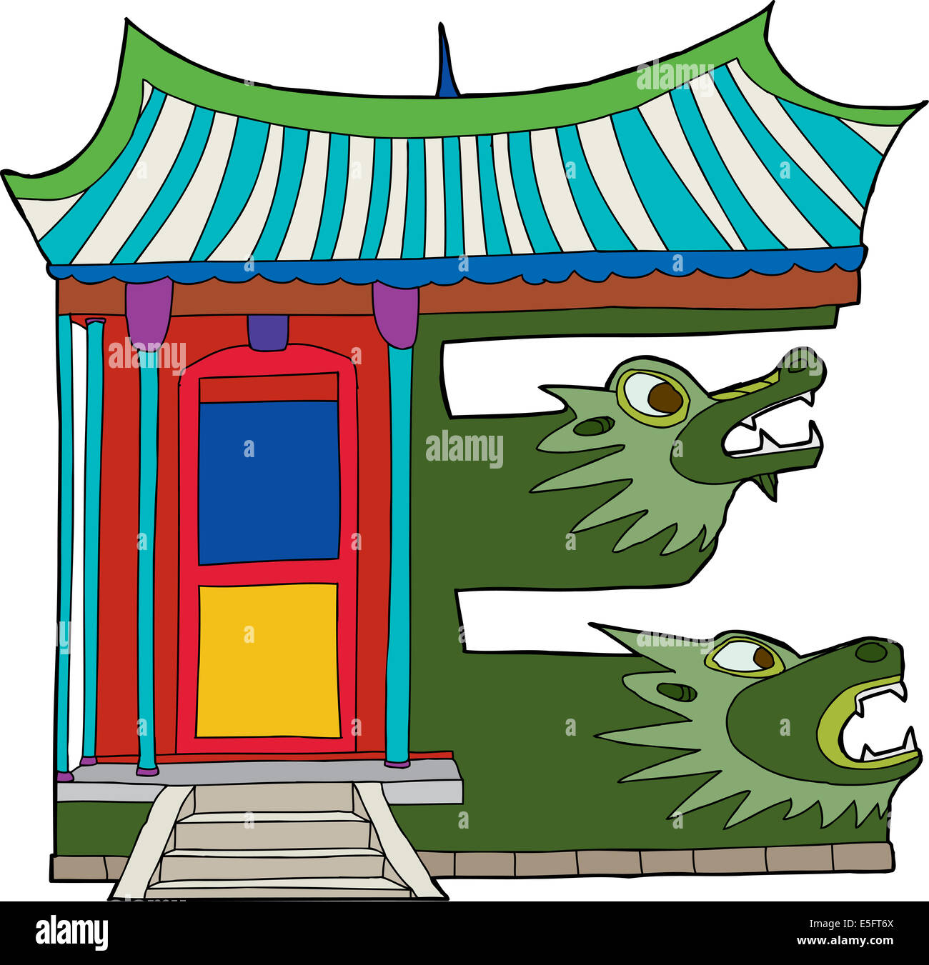 Traditional Asian building in the shape of the letter E Stock Photo - Alamy