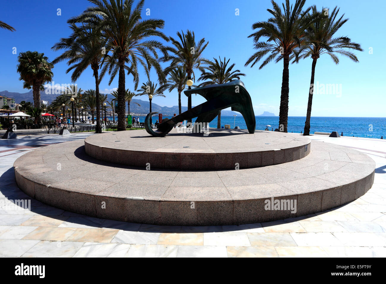 Promenade and beach view, coastal town of Albir, Costa Blanca, Spain ...