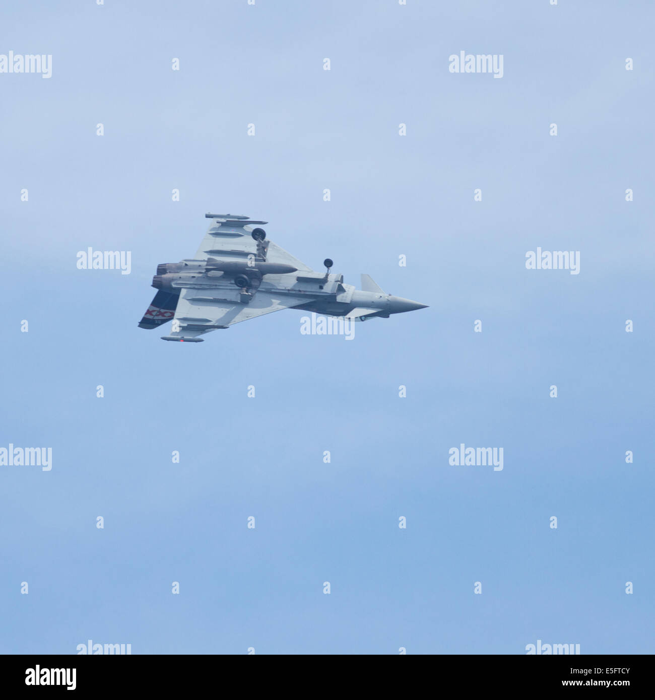 The RAF Typhoon display team flying at the Sunderland Airshow 2014 ...