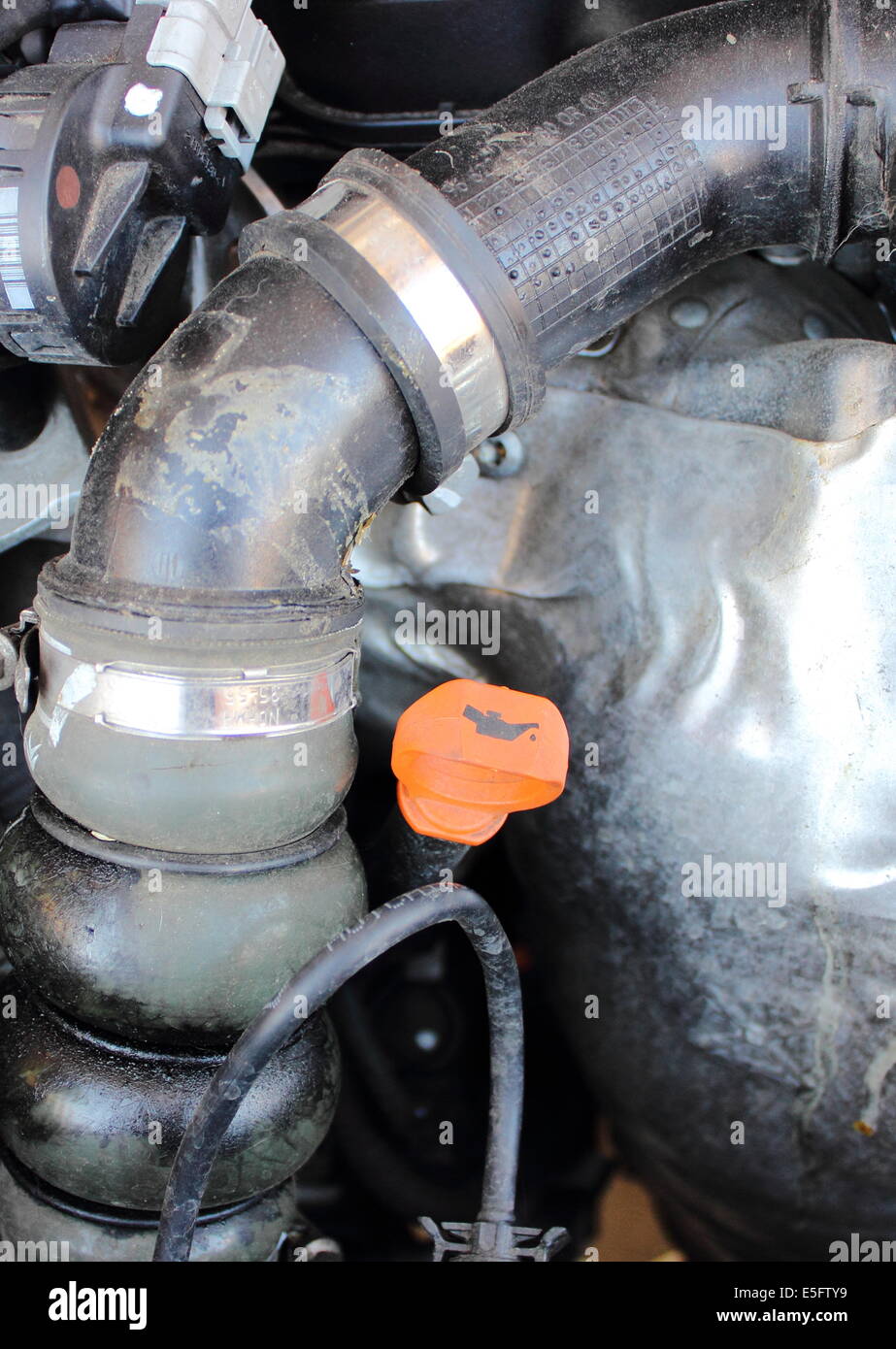 Closeup of engine oil dipstick in a car engine Stock Photo - Alamy