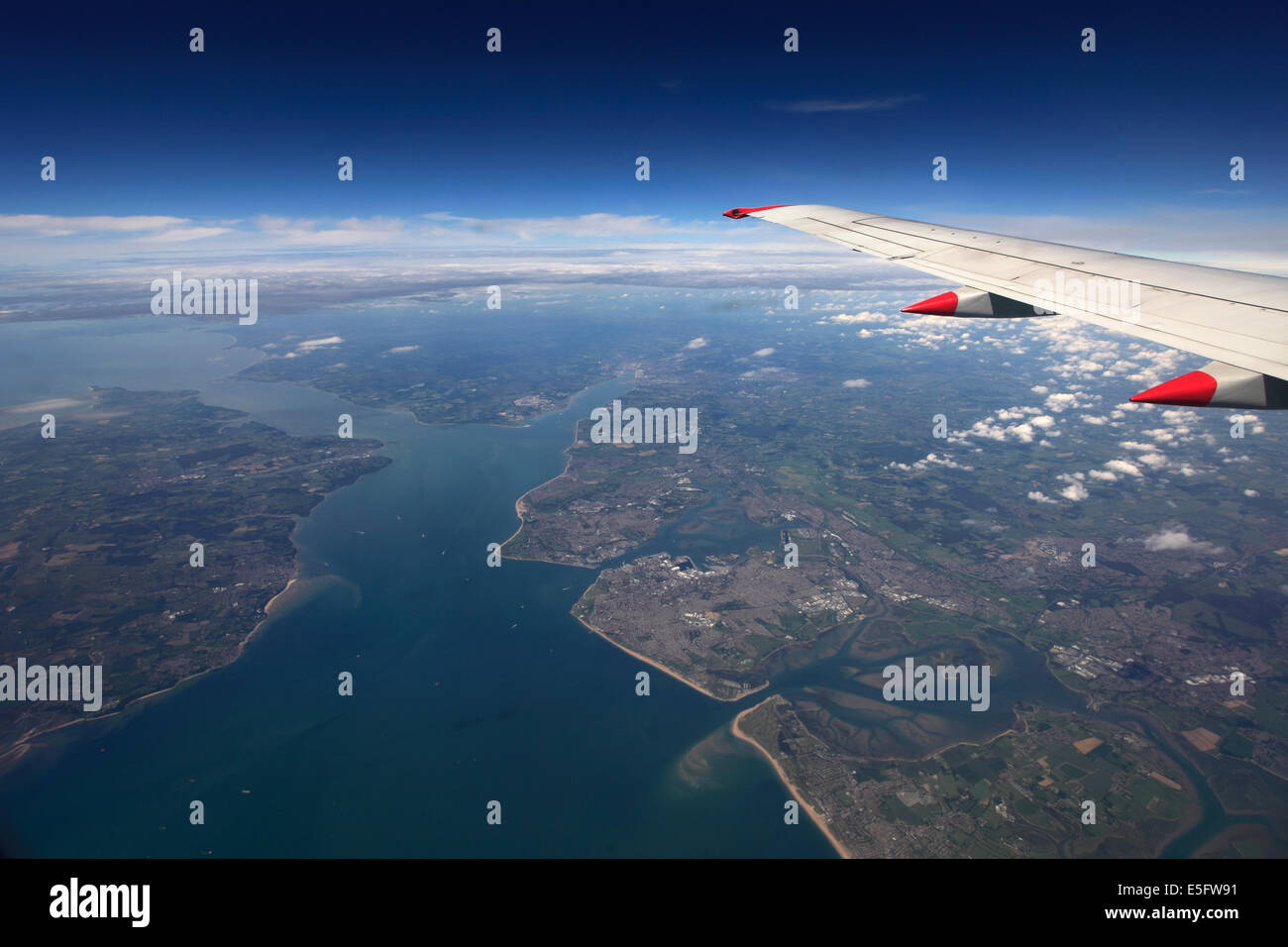 Ariel view from an aeroplane window, The Isle of Wight, Hampshire ...