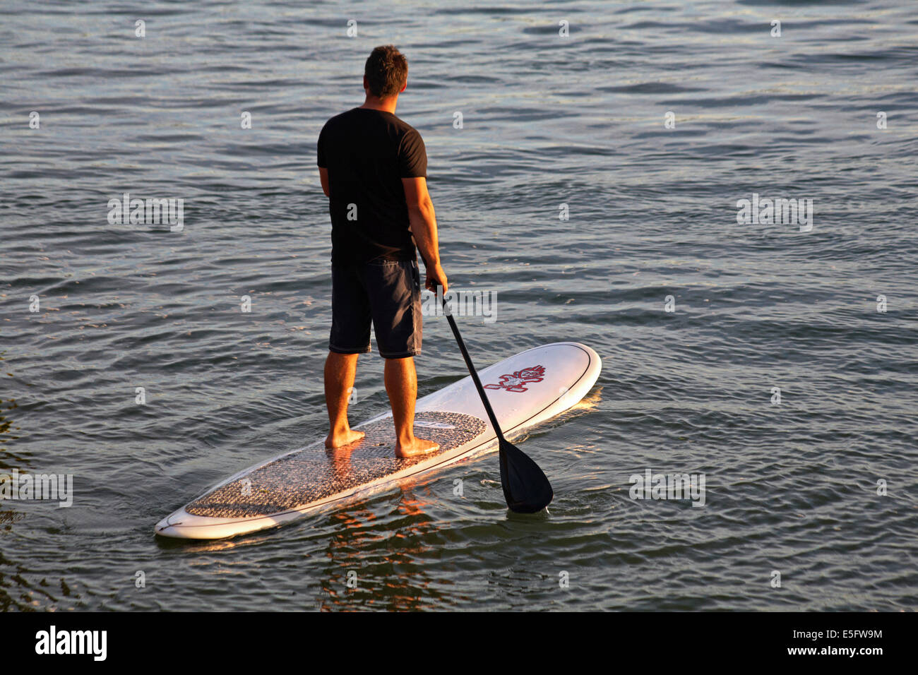 paddle boarder at Sandbanks, Dorset in July Stock Photo - Alamy
