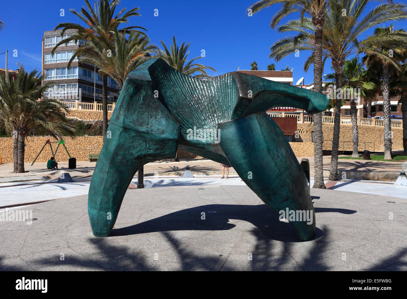 Promenade and beach view, coastal town of Albir, Costa Blanca, Spain ...