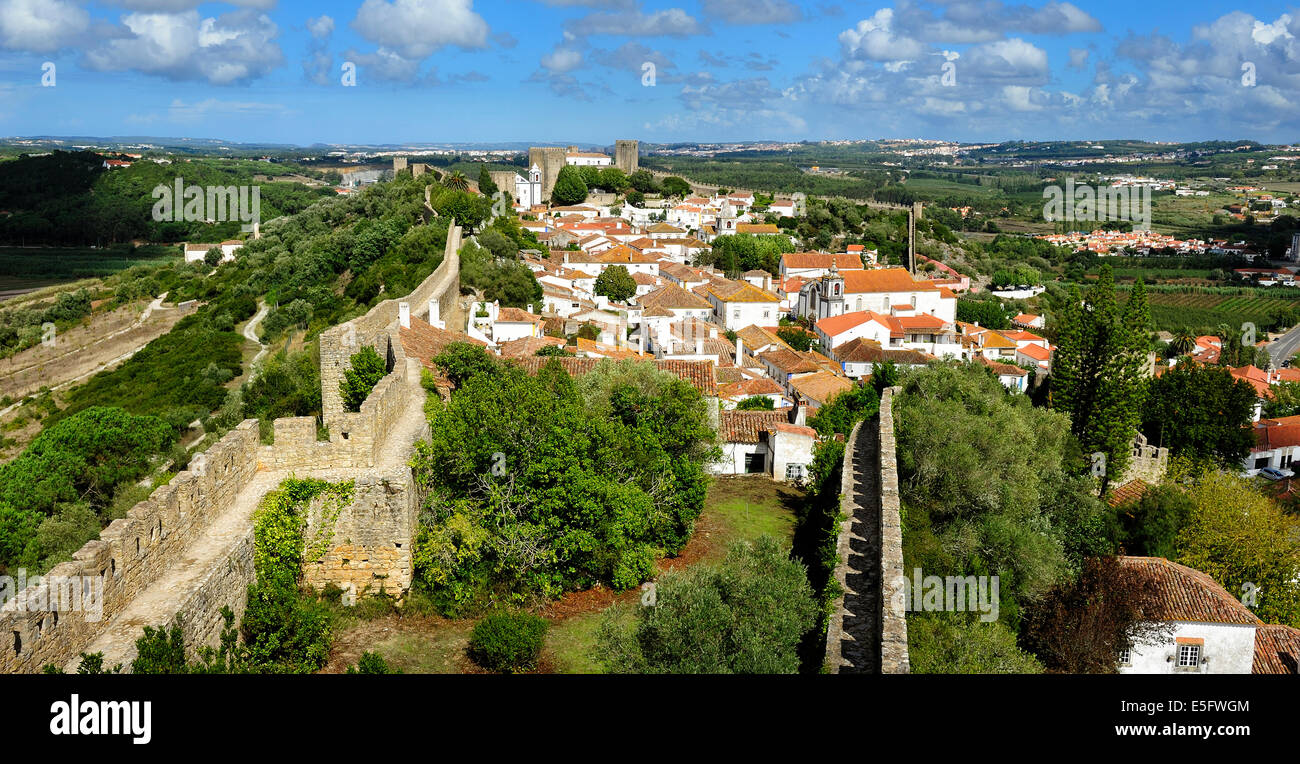 old town within castle walls, Obidos, Portugal Stock Photo - Alamy